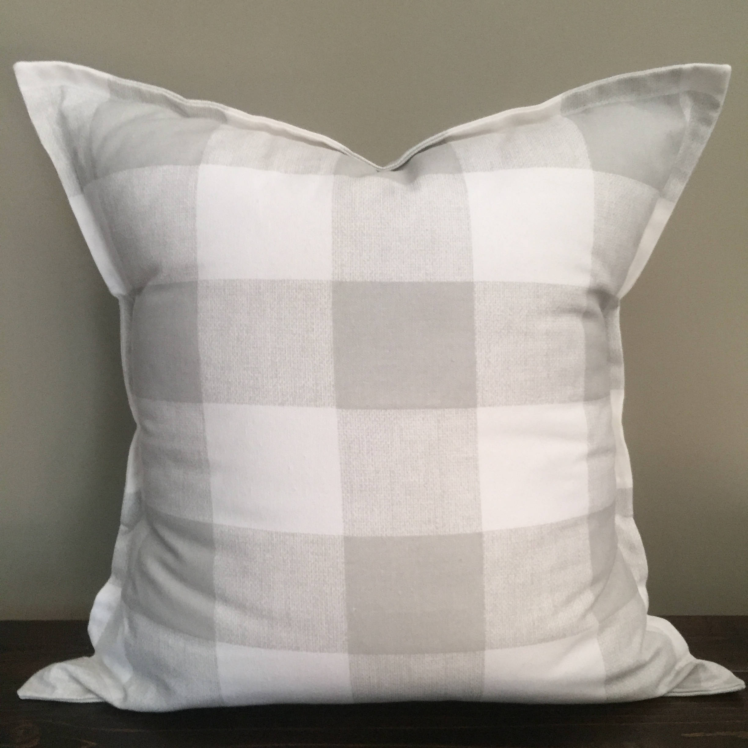 Gray Buffalo Check Pillow Cover Flat Ruffle Farmhouse Pillow - Etsy