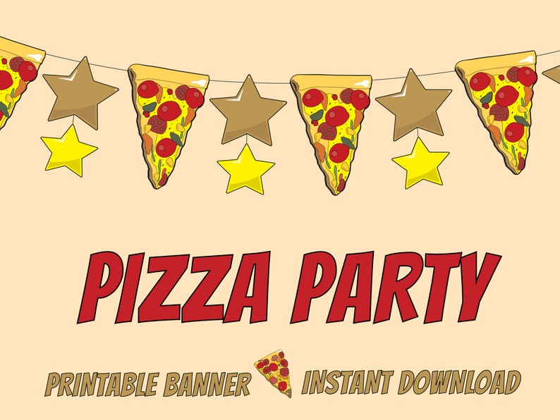 Pizza Banner Printable Pizza Party Banner Pizza Birthday - Etsy
