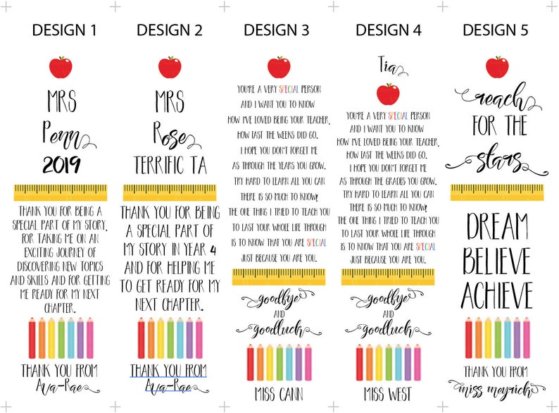 Thank You Teacher / Student Bookmarks - Etsy