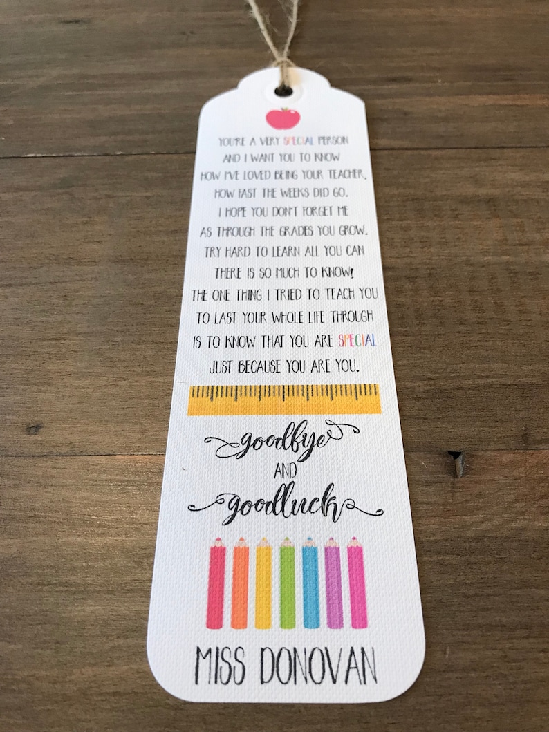 Thank You Teacher / Student Bookmarks | Etsy