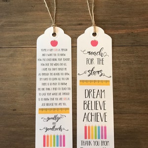 Thank You Teacher / Student Bookmarks - Etsy