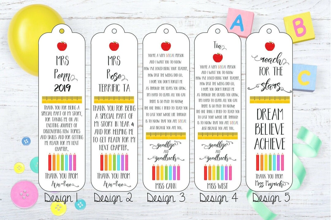 Thank You Teacher / Student Bookmarks - Etsy