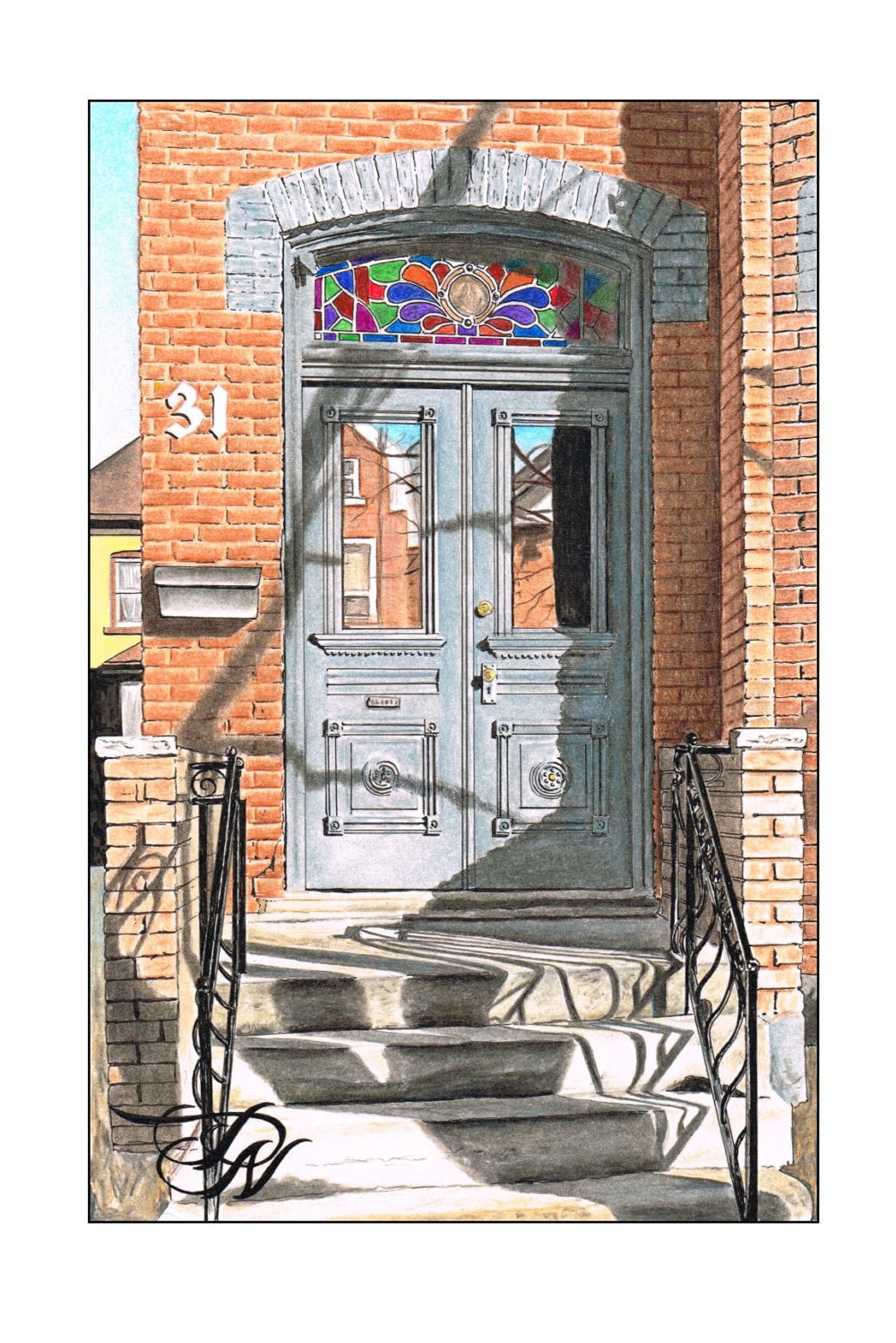 Custom Home-entrance Portrait - Detailed Front Door Drawing - Memento ...