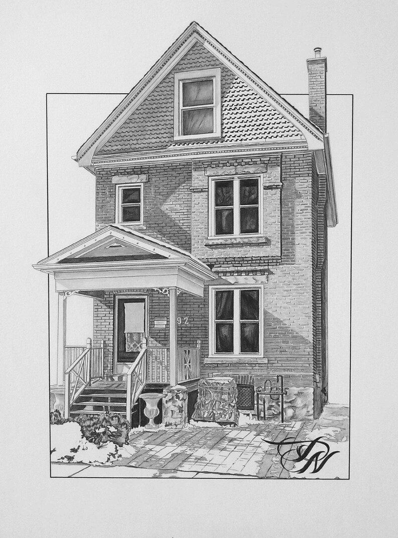Commissioned House Portrait - Highly Detailed Graphite Drawing From ...