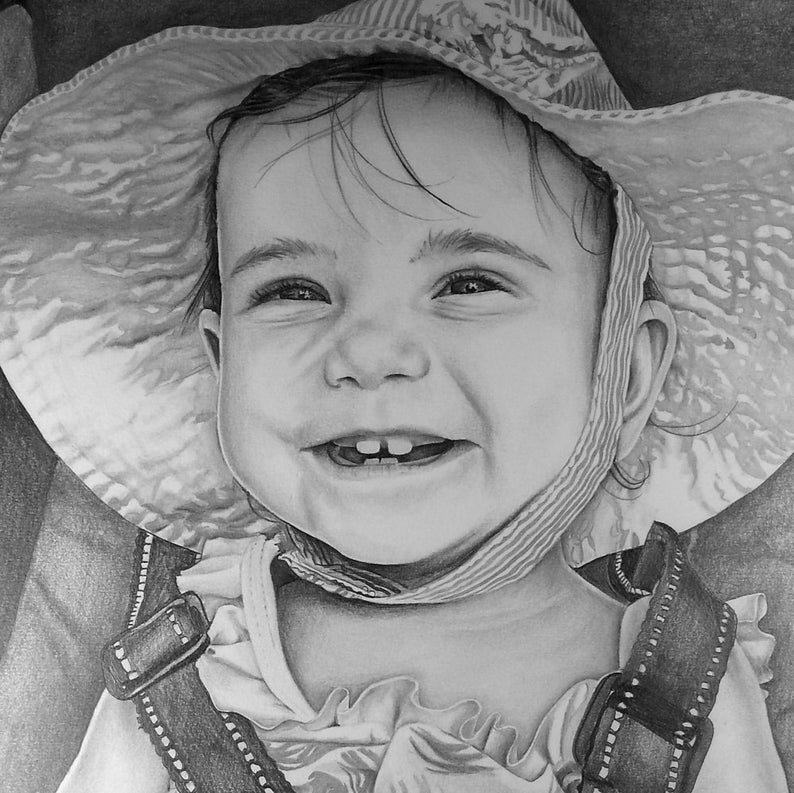 Large Commissioned Graphite Drawing - Child/baby Portrait - High ...
