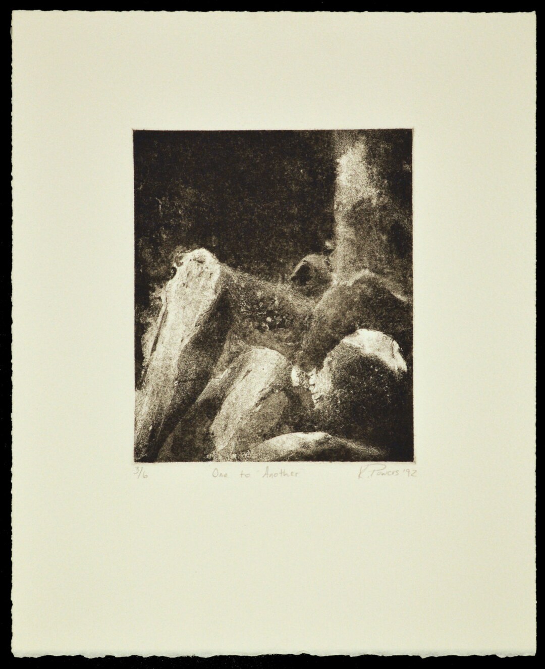 Black and White Intaglio Print on Paper of Abstract Figures| "one to ...