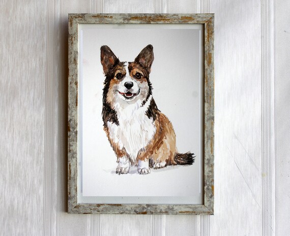 Watercolor corgi Original painting Dog art Gift for Corgi | Etsy