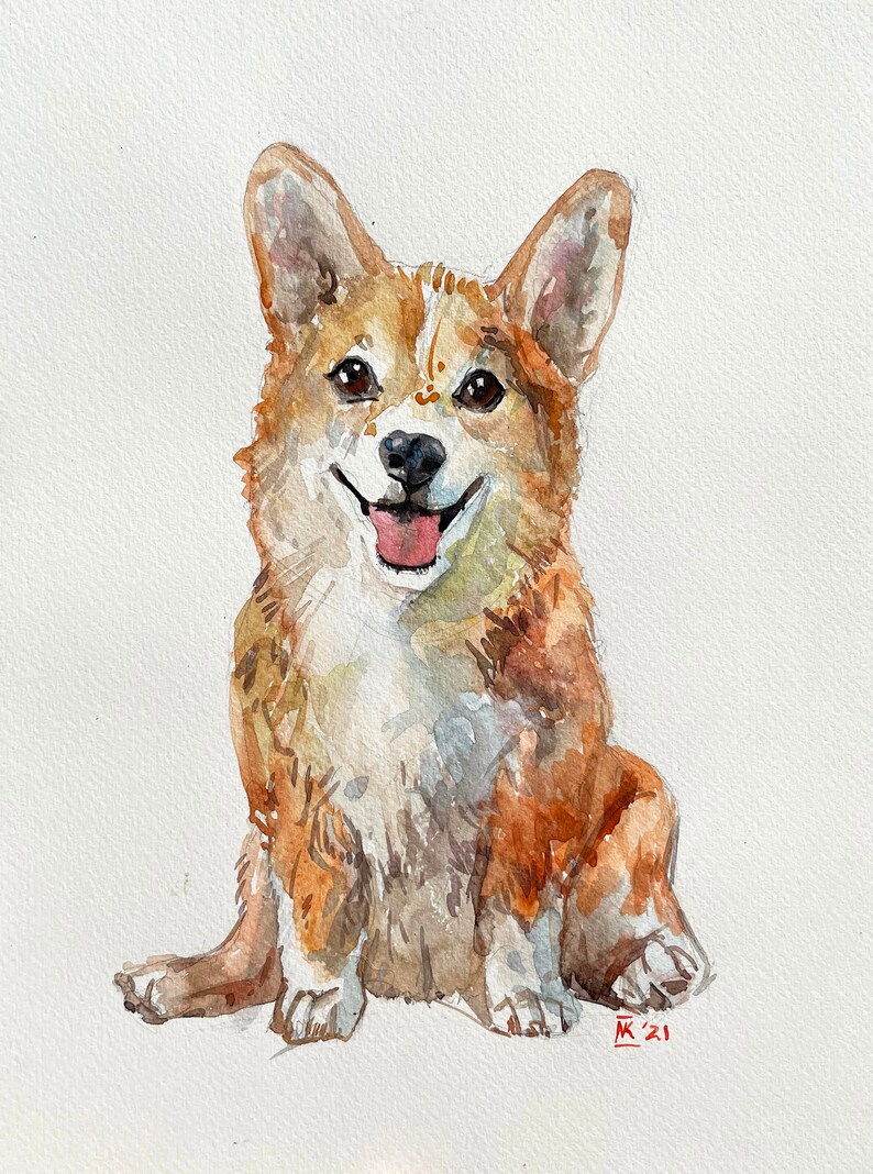 Watercolor Corgi Original Painting Dog Art Gift for Corgi - Etsy