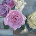 Roses Oil Painting in Round Pink White Flowers Bouquet Still Life Wall ...