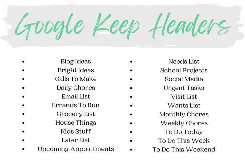 Green Google Keep Headers - Etsy