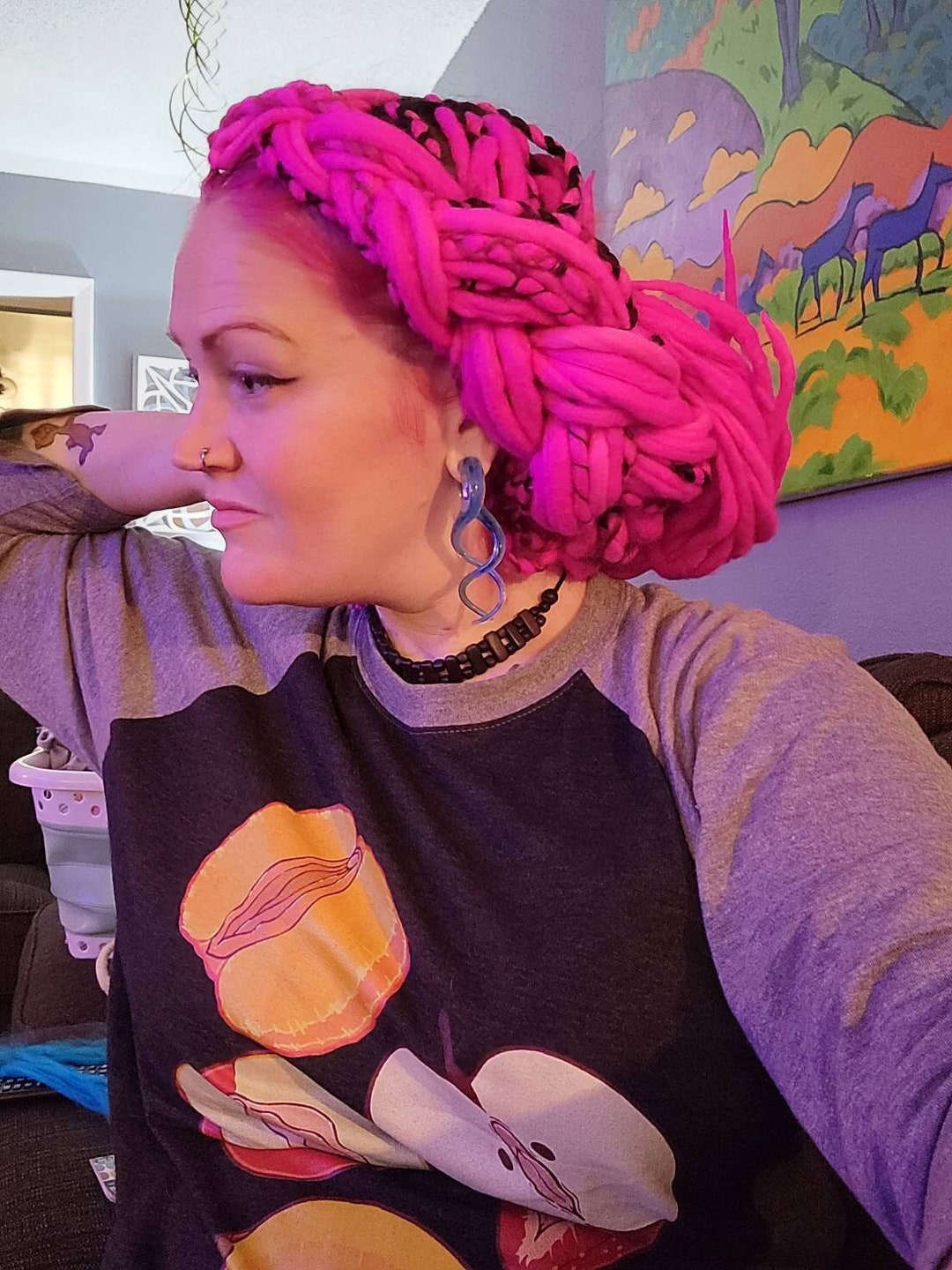 Pink Dreadlocks, Wool Dreads Extensions, Black Ombre Dreads Pink Hair ...