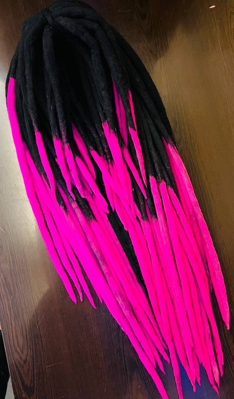 Pink Dreadlocks Wool Dreads Extensions Black Ombre Dreads - Etsy