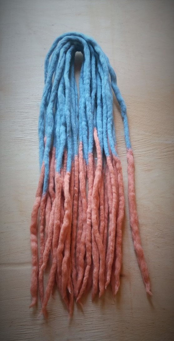 Blue Dreads Extensions15x50(54cm), Light Blue to Pink Hair Extensions ...