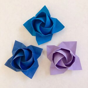 12 Origami Blue Roses - Etsy