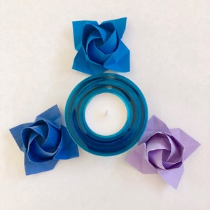 12 Origami Blue Roses - Etsy