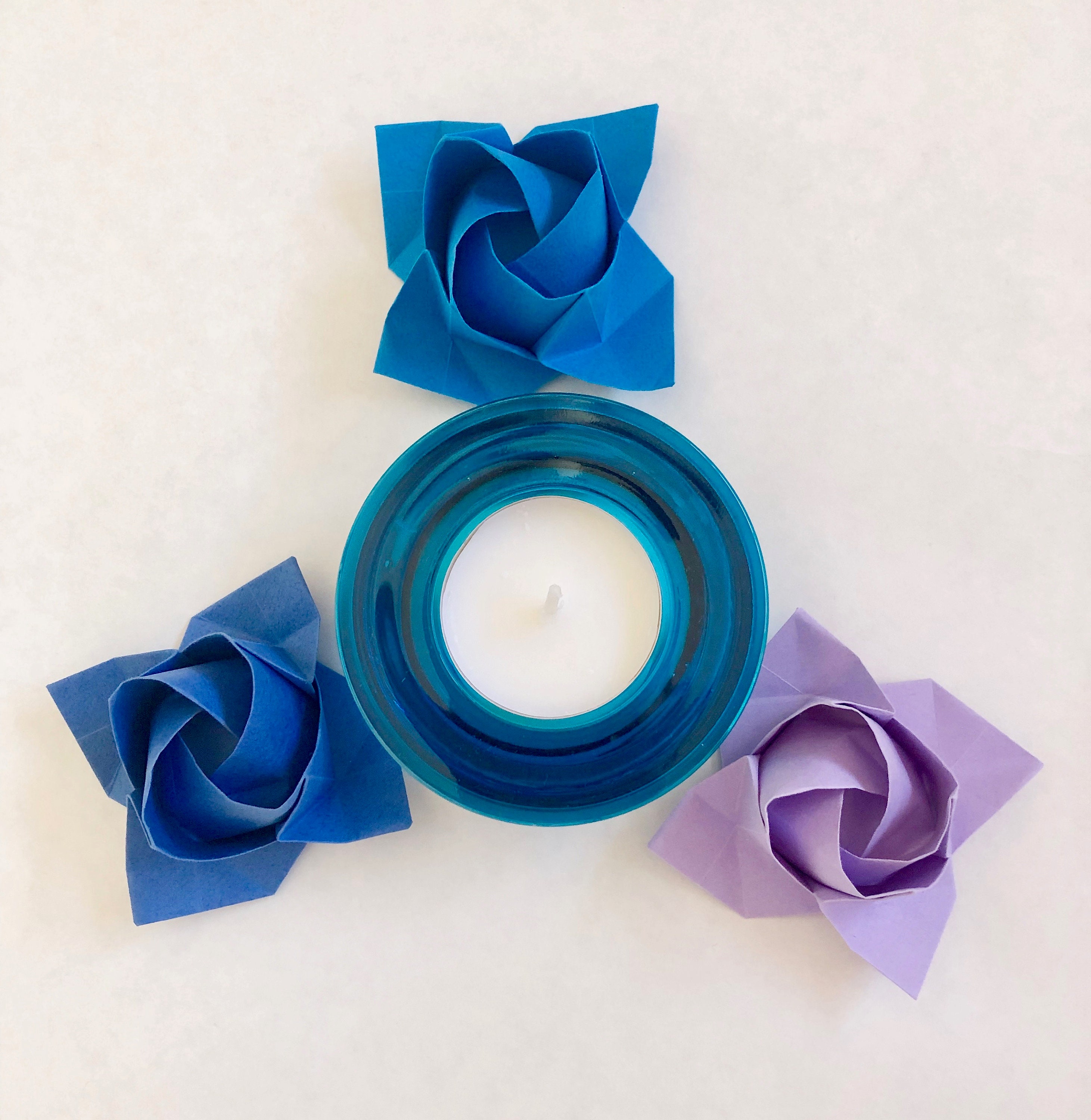 12 Origami Blue Roses - Etsy