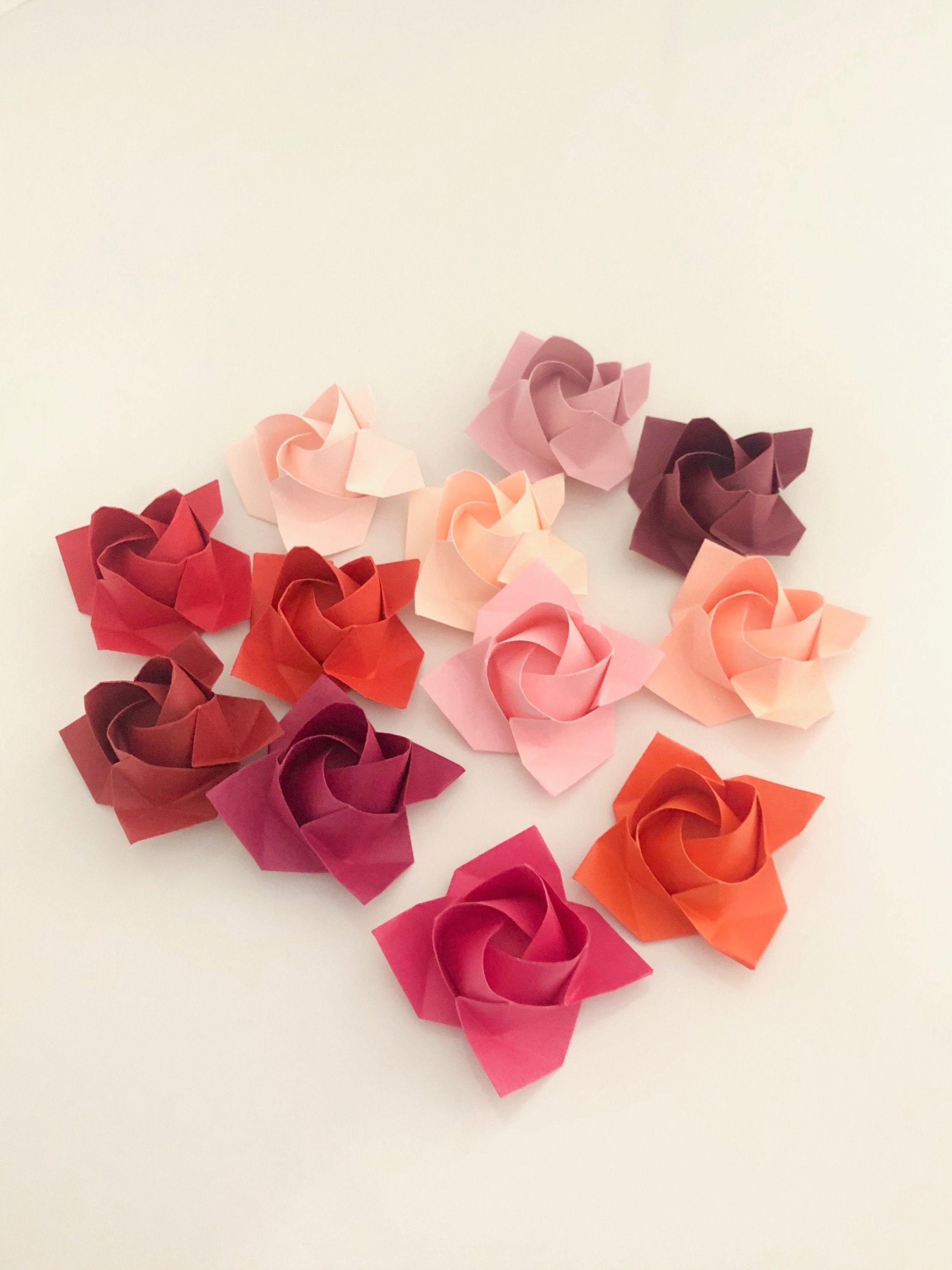 12 Origami Red Roses | Etsy