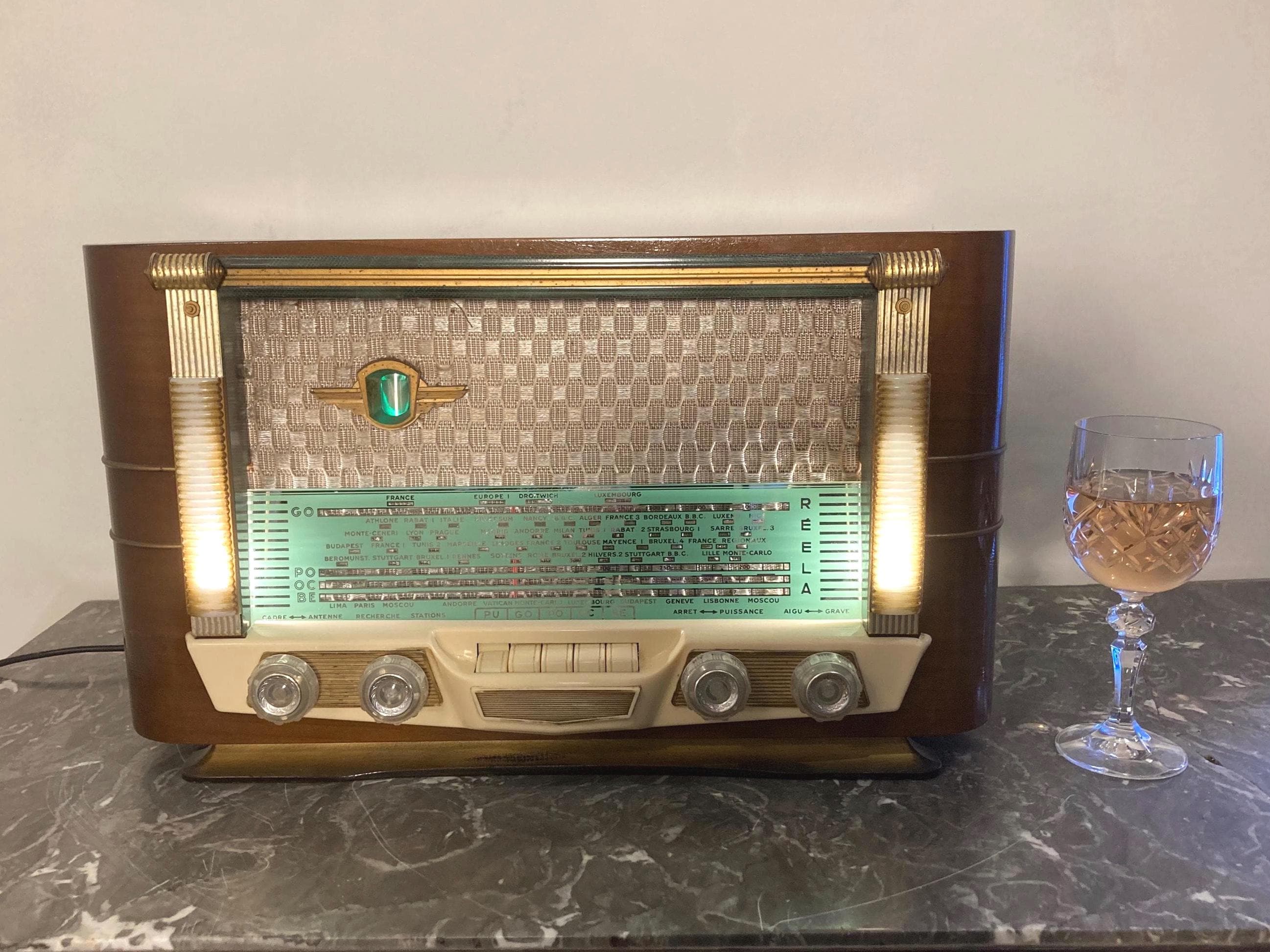 Radio à tube restaurée Rare ancienne radio à tube française Art Déco ...