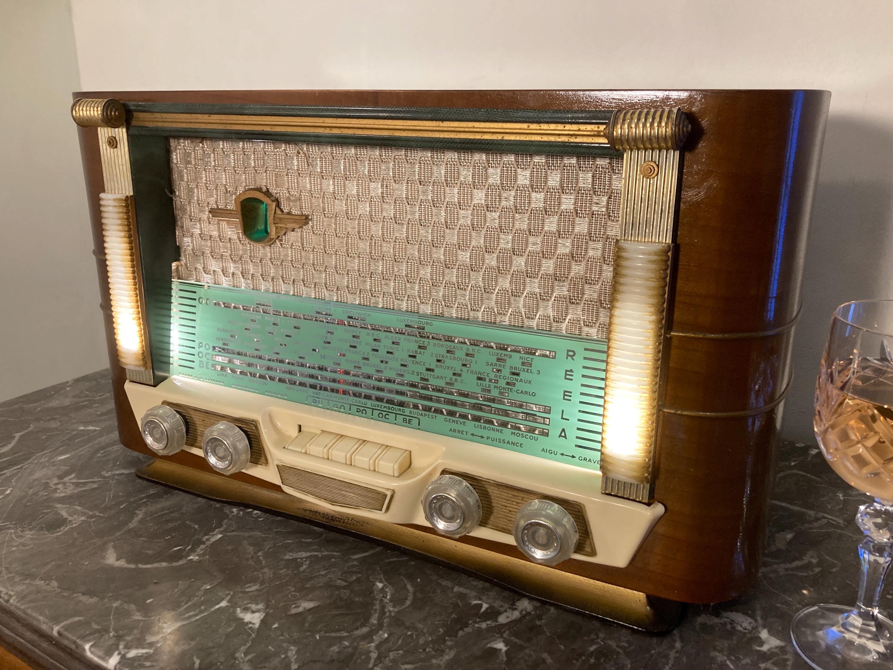 Radio à tube restaurée Rare ancienne radio à tube française Art Déco ...