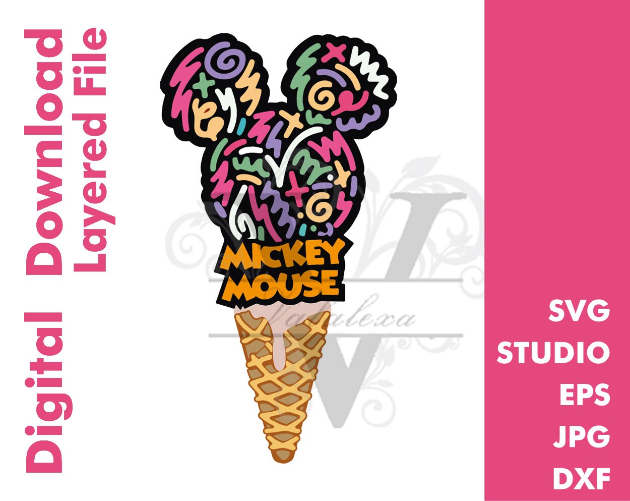 Ice Mouse SVG, Mouse Layered File, Mickey Ice Cream SVG, Ice Svg, Mouse ...