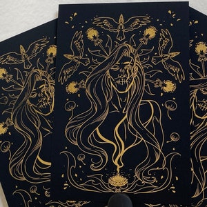 Loki Kintsugi Dandelion Raven Gold Foil Print Lokean Pagan Witch 2023 ...
