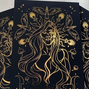 Loki Kintsugi Dandelion Raven Gold Foil Print Lokean Pagan Witch 2023 ...