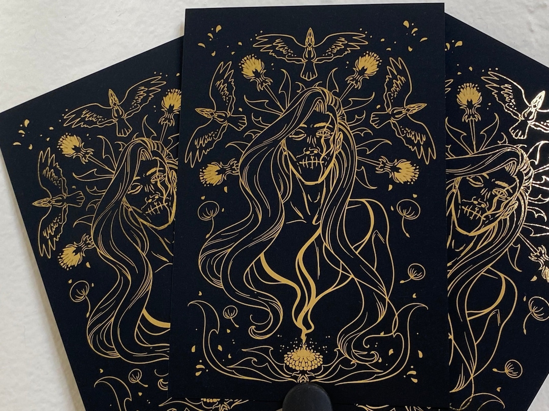 Loki Kintsugi Dandelion Raven Gold Foil Print Lokean Pagan Witch 2023 ...