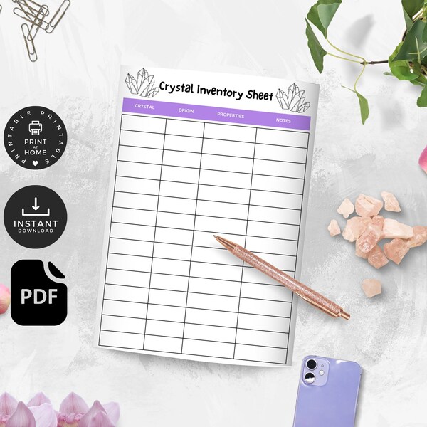 Crystal Tracker Template - Etsy