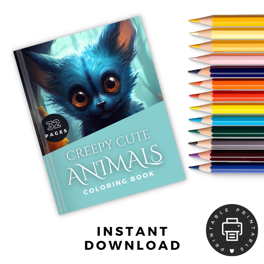 Creepy Cute Animal Coloring Pages 32 Printable Pages Fantasy - Etsy
