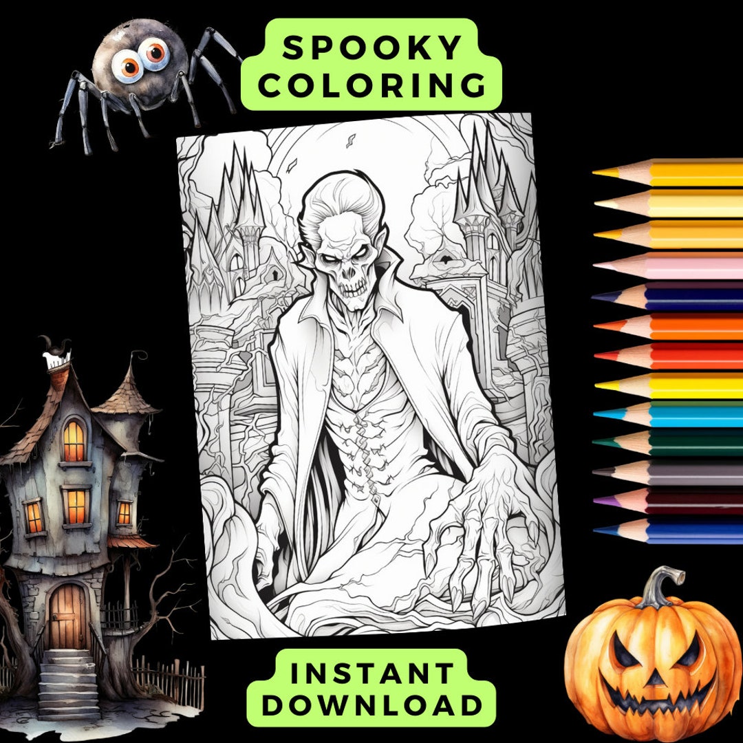 Halloween Vampire Coloring Page X 1 Printable Download, Halloween ...