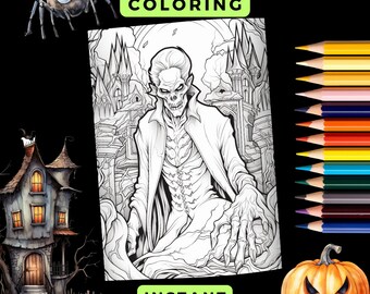 Halloween Jack O Lantern Skeleton Coloring Page X 1 Printable - Etsy