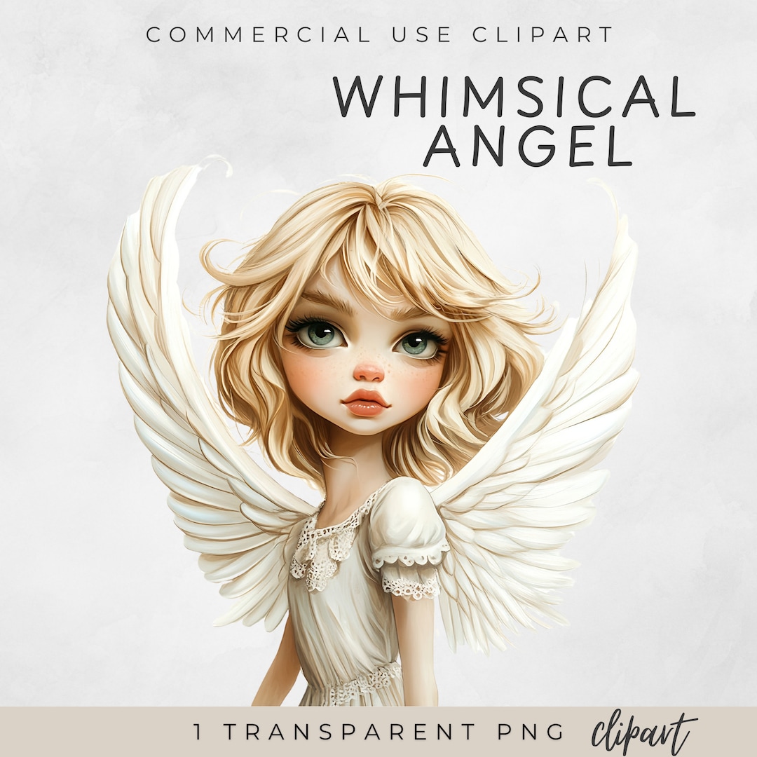 Whimsical Angel Clipart, Quirky Angel Clipart, Cute Whimsical Clipart ...