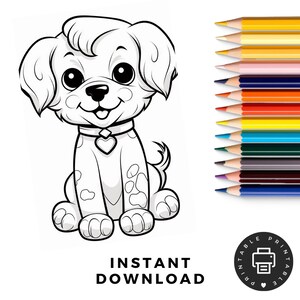 Kids Coloring Book, Pet Coloring, 27 Printable Pages , Dog Coloring ...