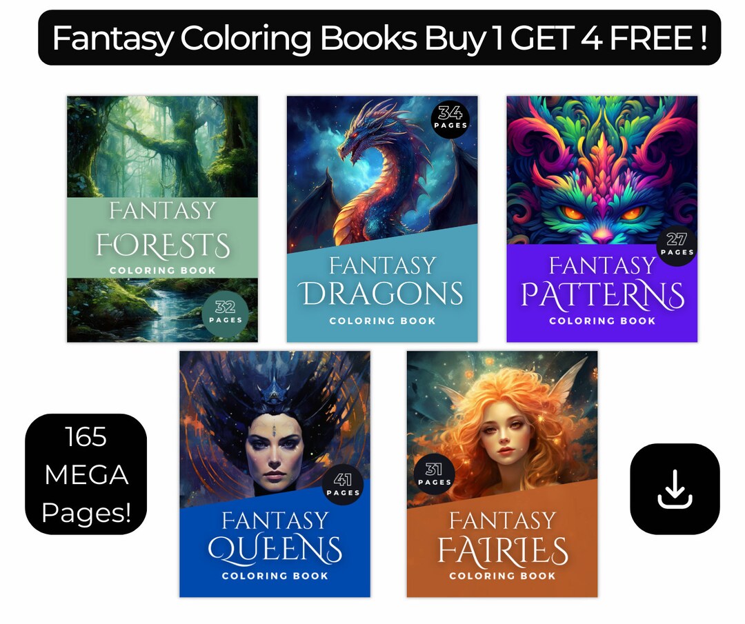 Adult Coloring Book MEGA Bundle, Fantasy Coloring Pages, Adult Coloring ...