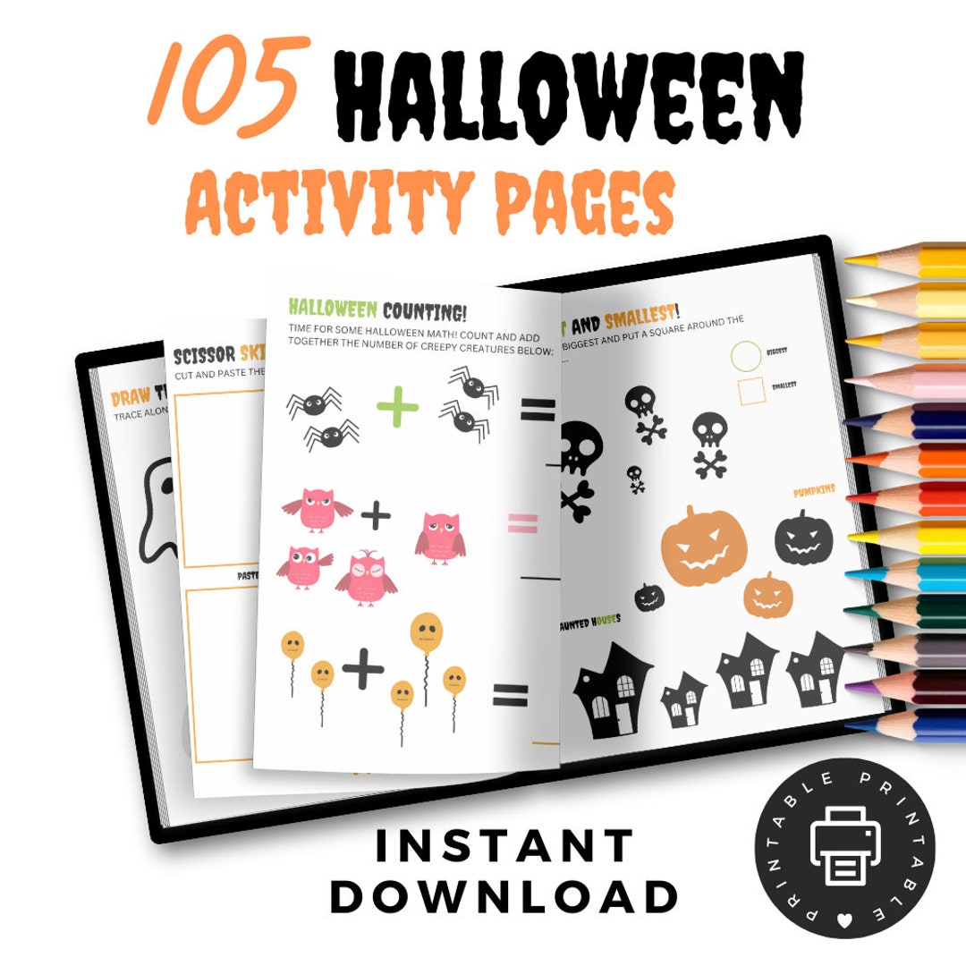 Halloween Activity Pack for Kids – 105 Printable Pages | Games, Mazes ...