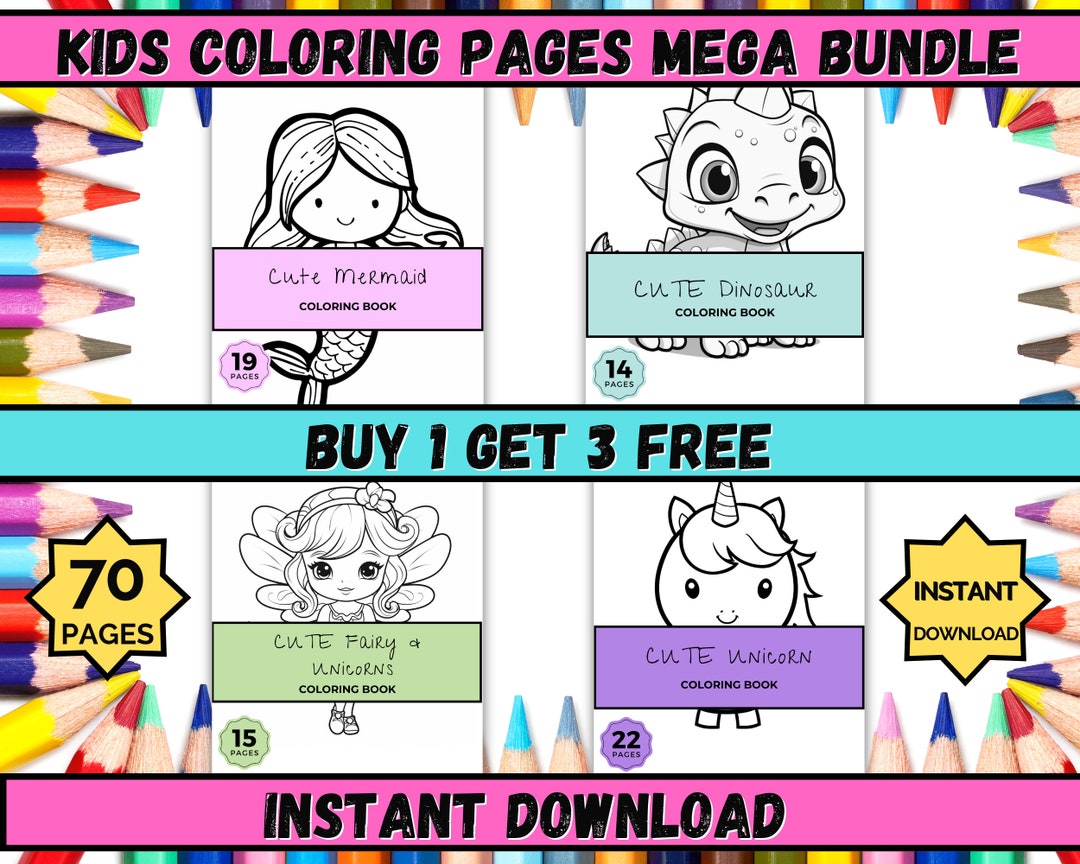 Easy Coloring MEGA BUNDLE Pages for Kids, Coloring Page Bundle, Young ...
