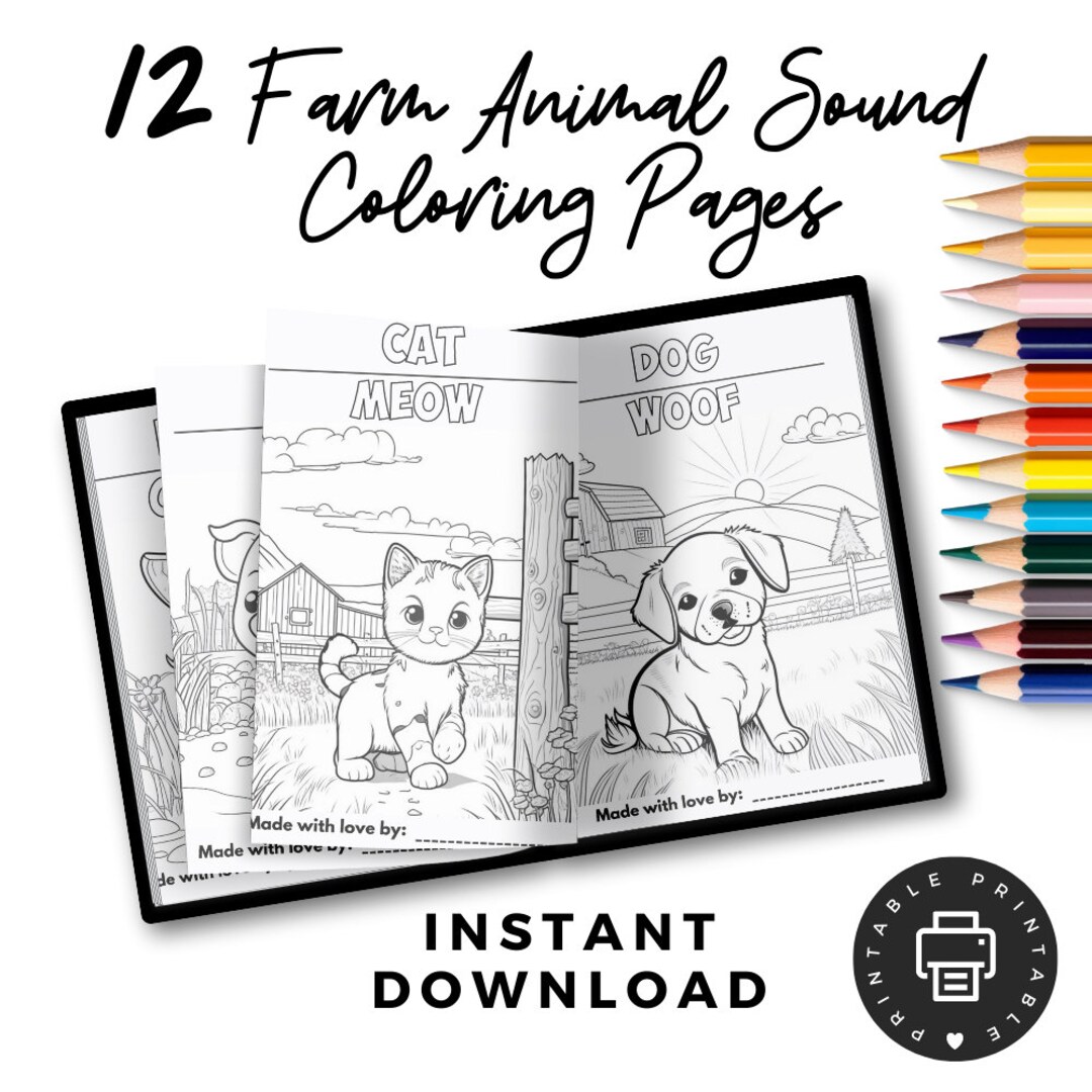 Farm Coloring Pages, Kids Coloring Book Printable, Farm Animal Coloring ...