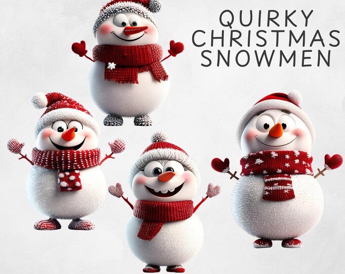 Quirky Handstand Snowman Clipart: 12 Festive Designs (digital Download ...