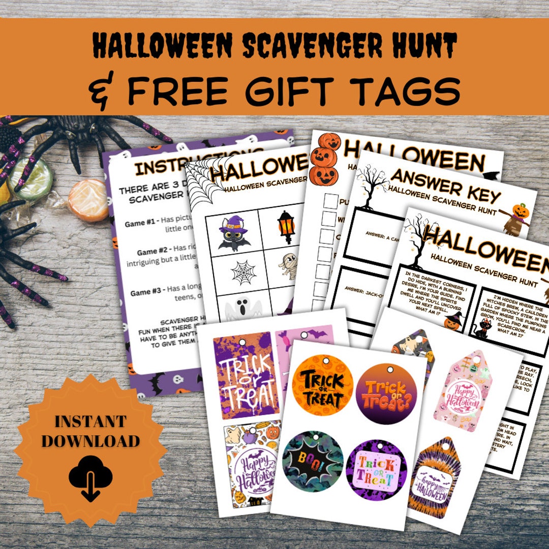 Kids Halloween Scavenger Hunt Game Printable, Halloween Party Games ...