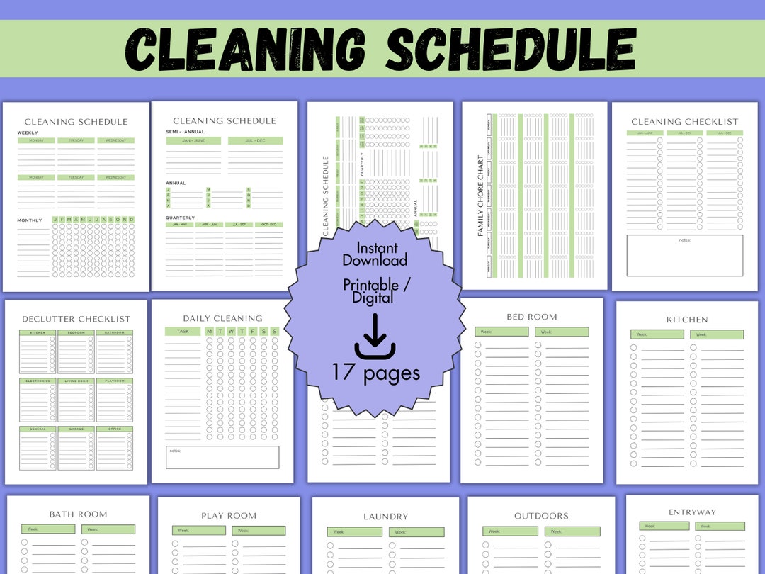 Cleaning Planner Printable | 17 Pages for Daily, Weekly & Deep Clean ...