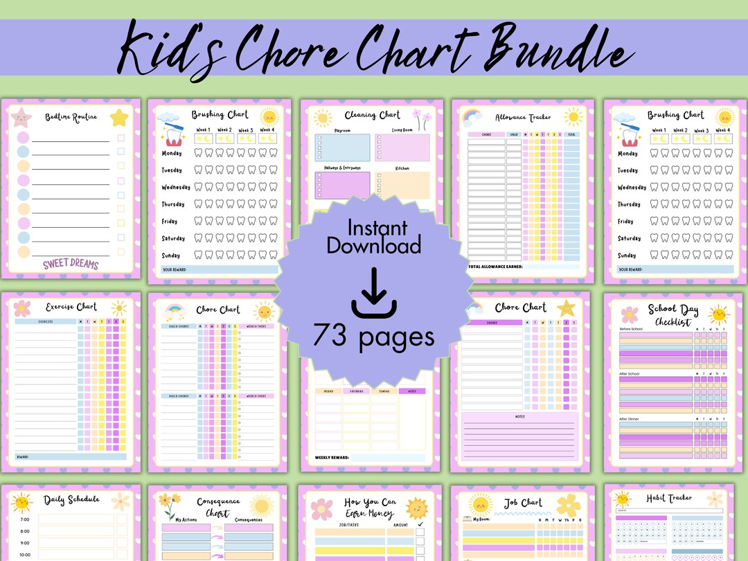 Ultimate Kids Chore Chart Printable, Kids Chore Chart ADHD, Children's ...