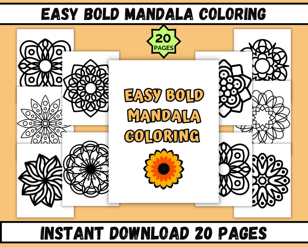 Easy Mandala Coloring Pages for Kids and Adults, BOLD and EASY Mandala ...