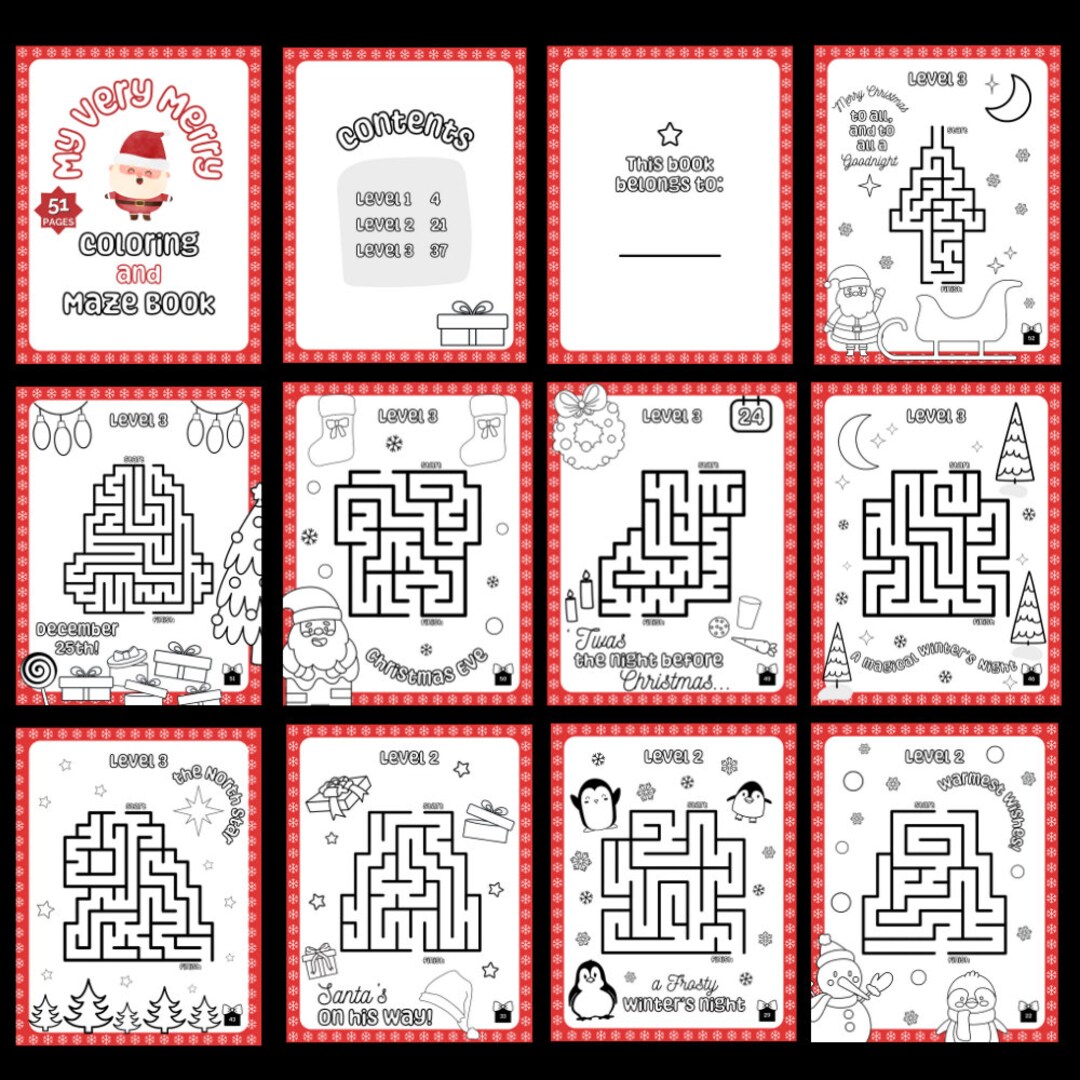 Christmas Activity Printable 51 Pages! Kids Christmas Games Mazes ...