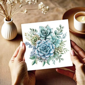 Watercolor Succulent Clipart Bundle, Succulent PNG, Boho Wedding Decor ...
