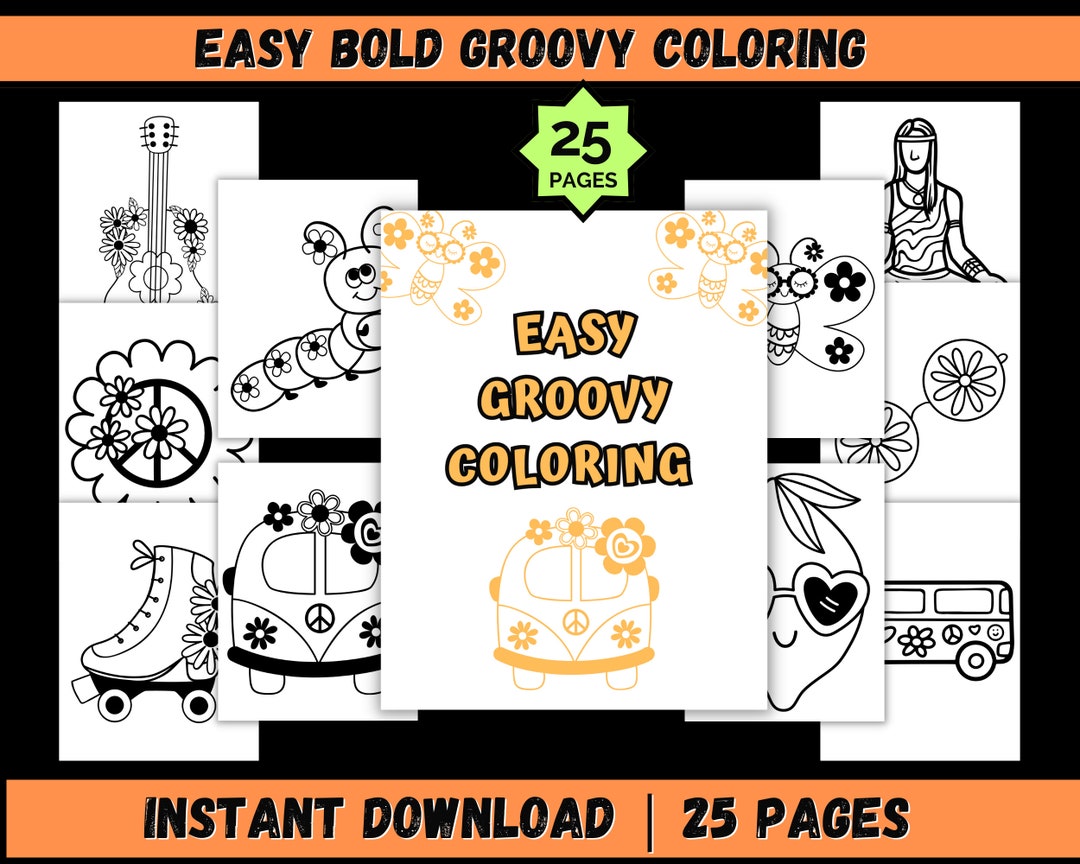 EASY Bold Coloring Pages, Groovy Coloring Pages, Simple Coloring, Bold ...