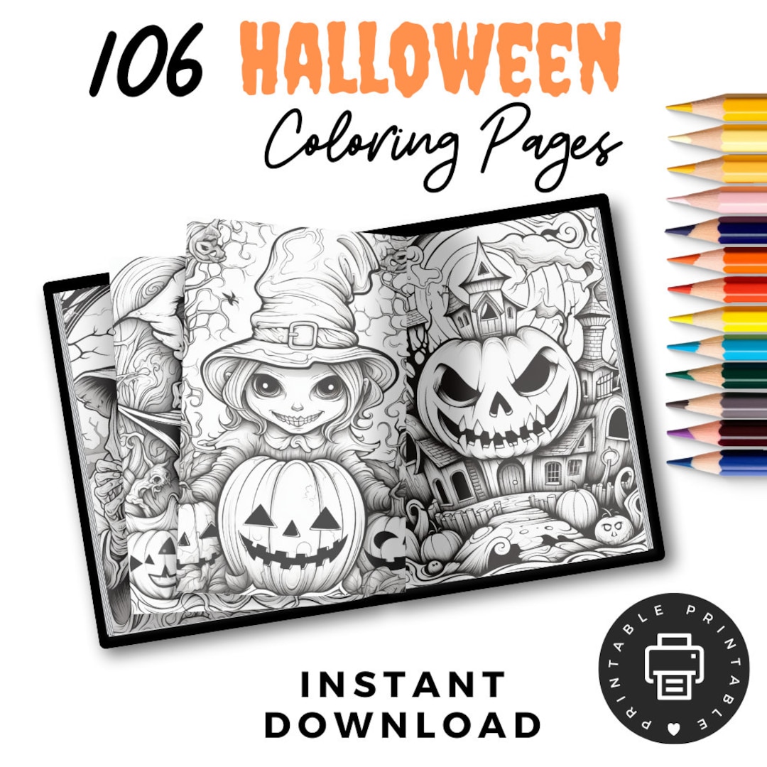 Halloween Coloring Pages MEGA Over 100 Pages Printable - Etsy
