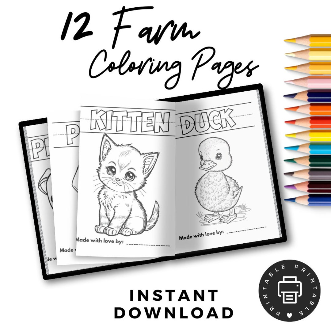 Farm Coloring Pages Kids Coloring Book Printable Farm Animal - Etsy