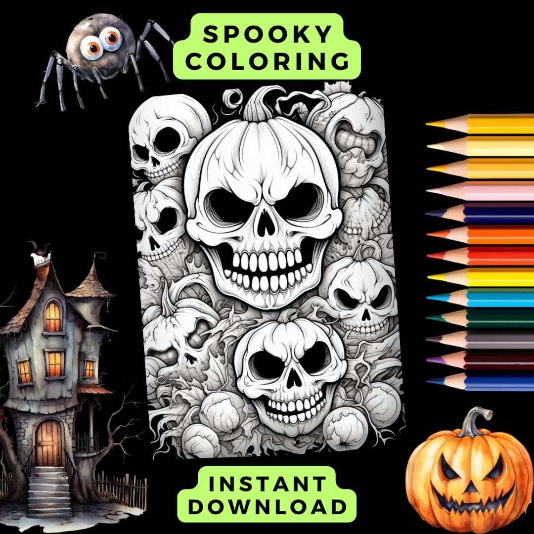 Halloween Jack O Lantern Skeleton Coloring Page X 1 Printable - Etsy