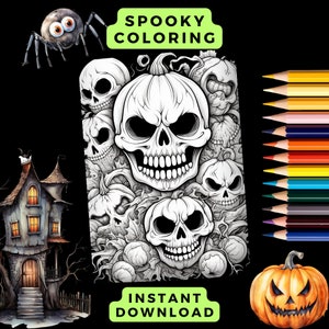 Halloween Jack O Lantern Skeleton Coloring Page X 1 Printable - Etsy