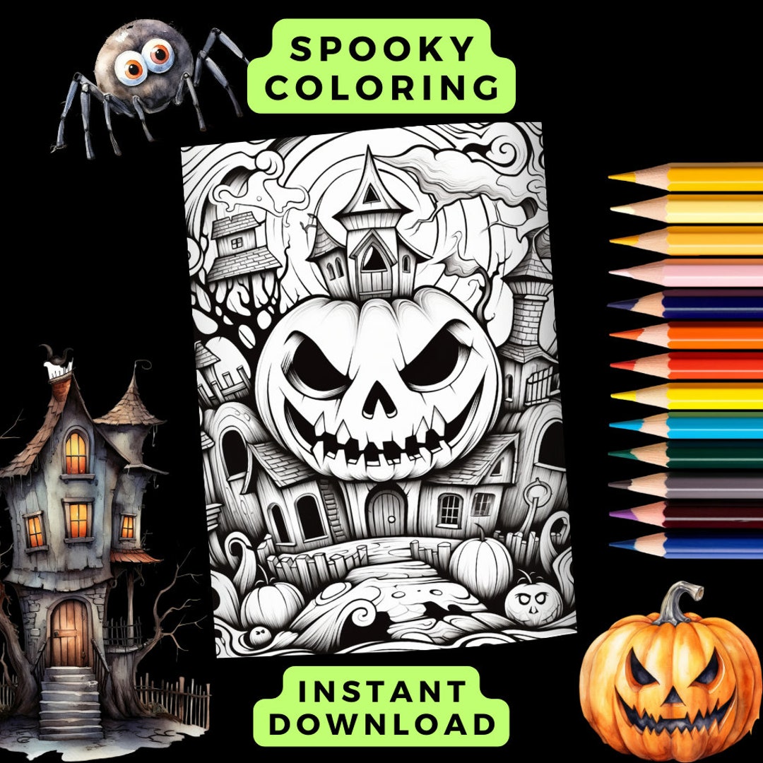 Halloween Jack O Lantern Coloring Page X 1 Printable Download - Etsy